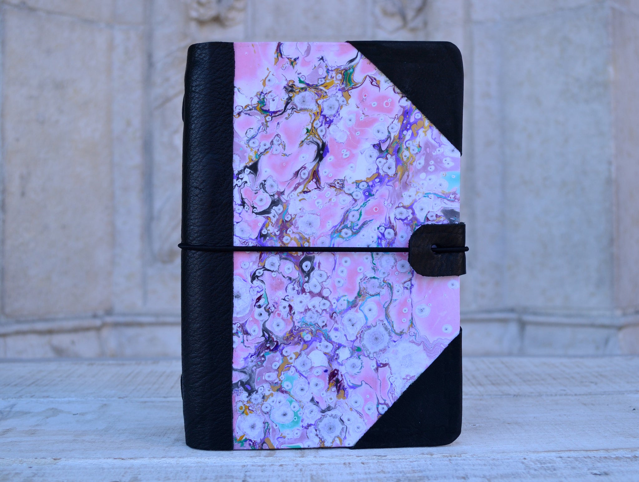 4 refillable marbled notebooks and leather bound journal – OakPo Paper Co.