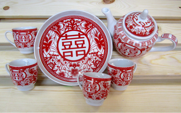 Flower double happiness tea set – OakPo Paper Co.